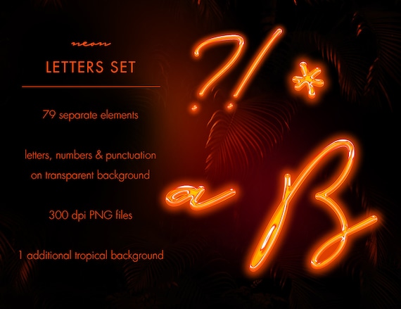 Embellishments Materials Papercraft Orange neon typography Letter ...