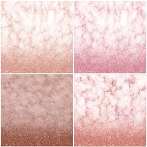 Blush Marble and Glitter Digital Paper, Marble Paper Clipart, Rose Gold ...