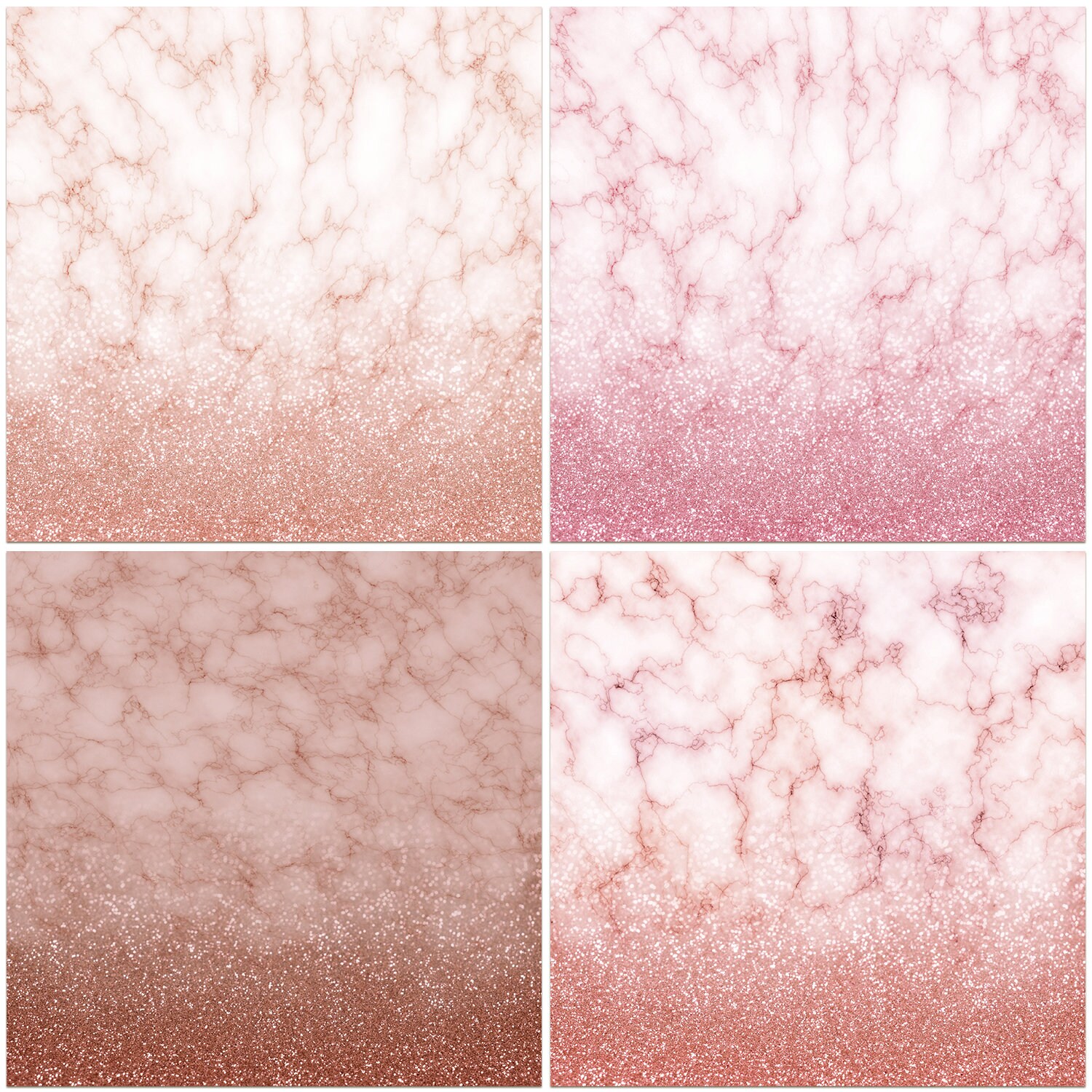 Blush Marble and Glitter Digital Paper Marble Paper Clipart | Etsy