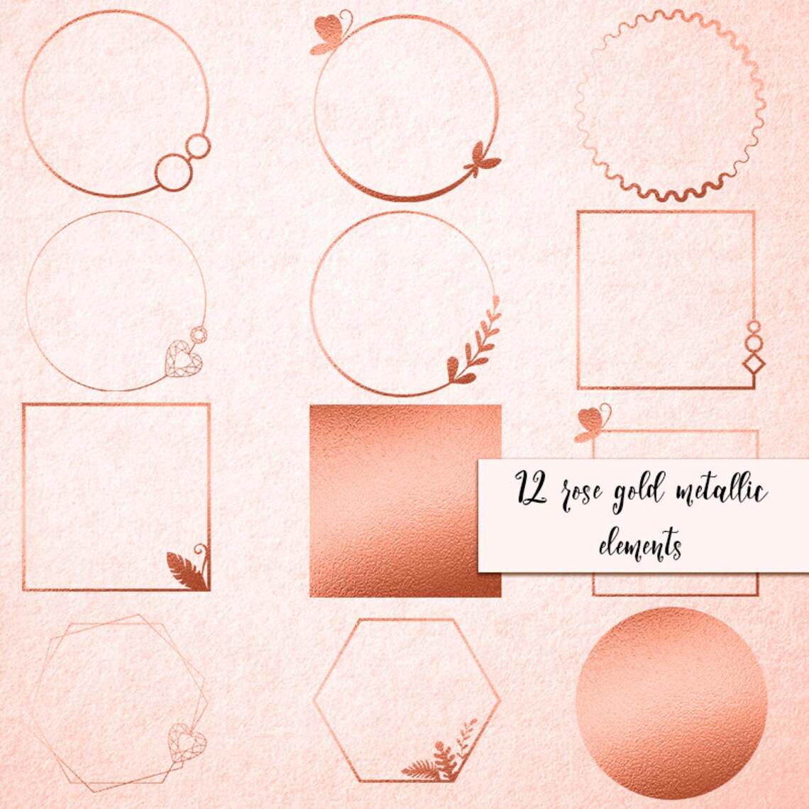 Rose Gold Design Elements Clipartlogobannerrose Gold - Etsy