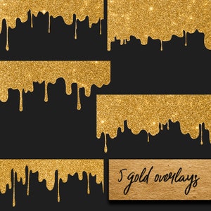 Glitter Topping Digital Overlays, Gold Overlay Clipart, Silver Border ...
