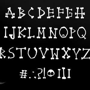 Bone Alphabet Clipart, White Bone Letters Clip Art, Black Bone Alphabet ...