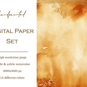 Watercolor and Gold Digital Paper Clipart, Watercolor Digital Papers ...