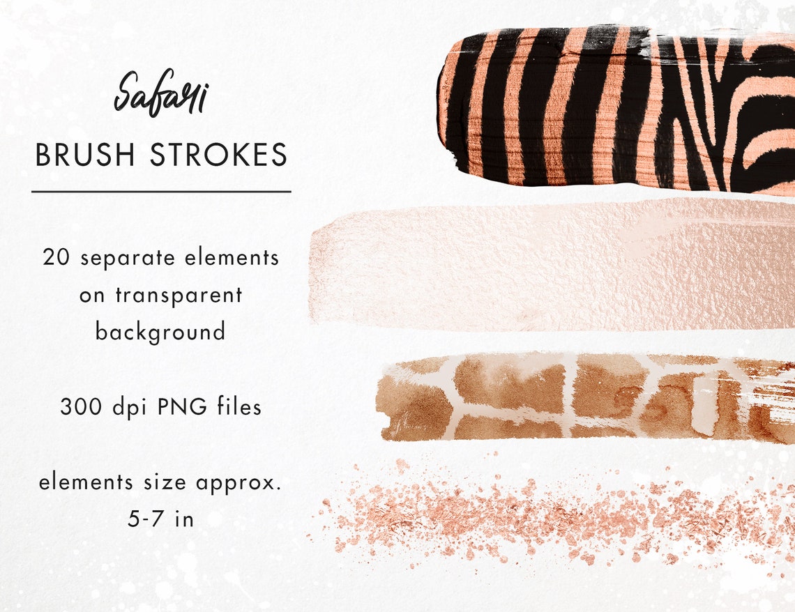 Safari Brush Strokes Clipart Rose Gold Brush Strokes Rose - Etsy