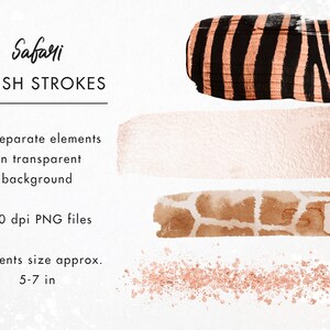 Safari Brush Strokes Clipart, Rose Gold Brush Strokes, Rose Gold Zebra ...