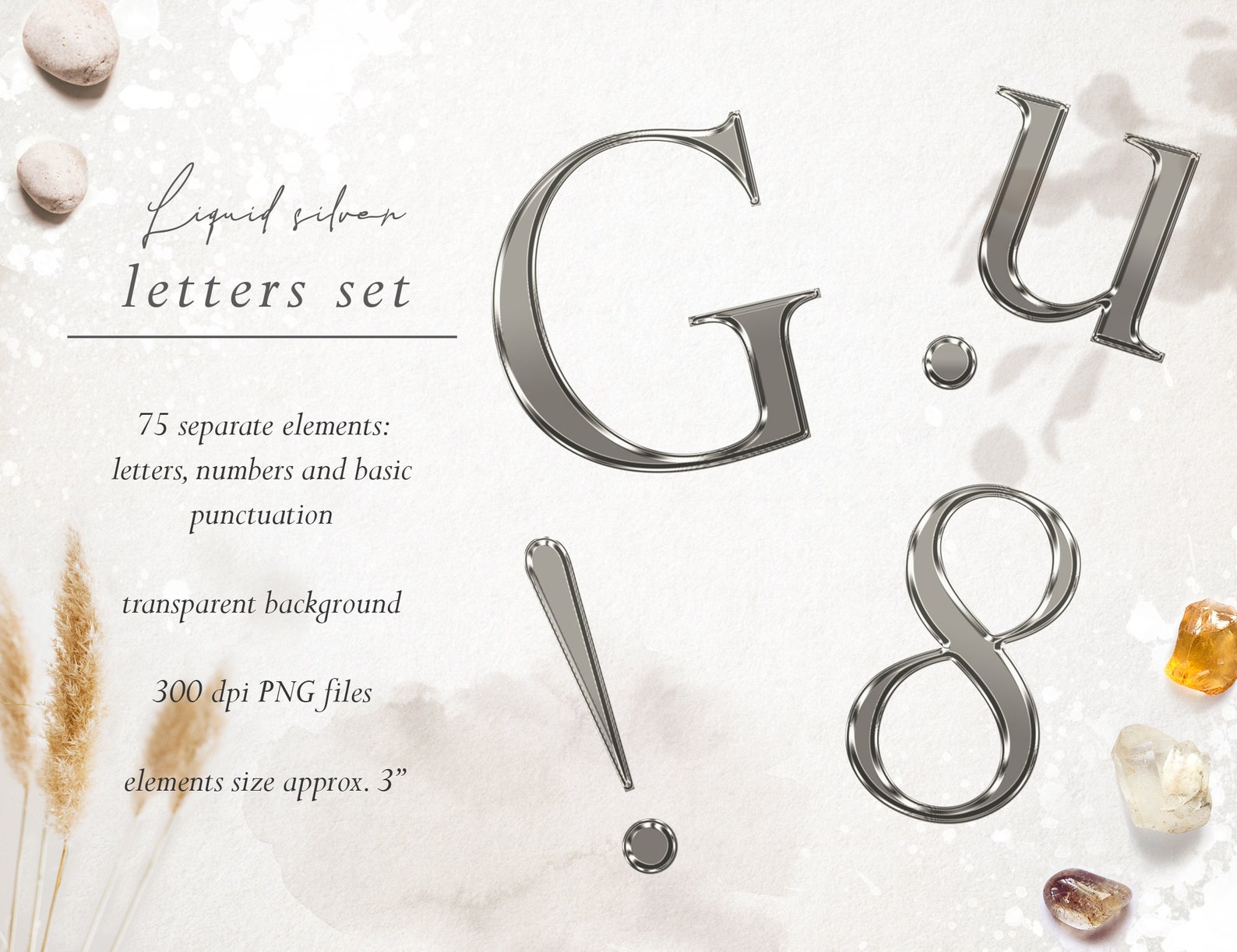 Liquid Silver Alphabet Clipart Silver Letters Liquid Font - Etsy