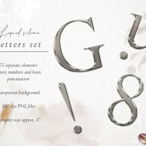 Liquid Silver Alphabet Clipart, Silver Letters, Liquid Font Clipart ...