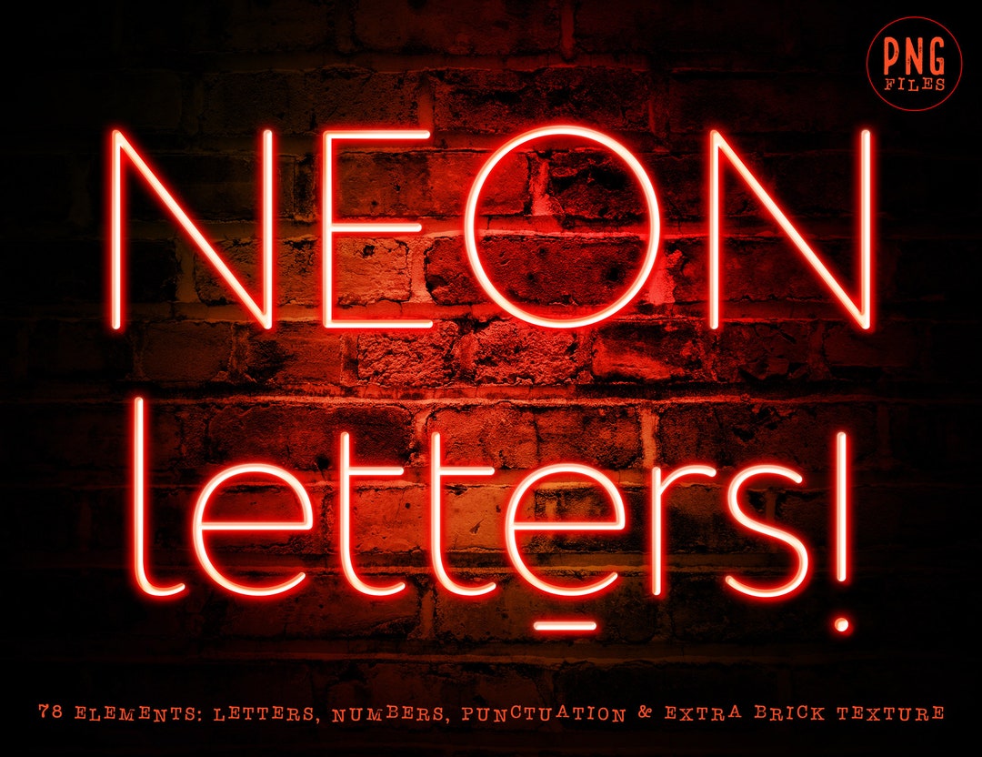 Neon Alphabet Clipart, Neon Font, Neon Letters Clipart, Neon Numerals ...