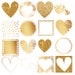 Gold Hearts Clip Art, Gold Design Elements Clipart, Gold Foil Heart ...