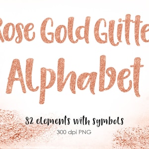 Rose Gold Alphabet Clip Art, Gold Glitter Alphabet, Rose Gold Letters ...