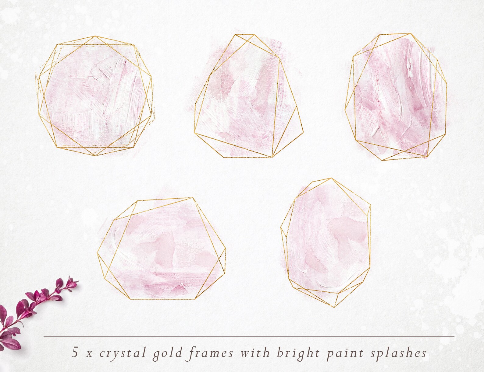 Gold Crystal Frames Gold Floral Frames Clipart Pink Frame - Etsy
