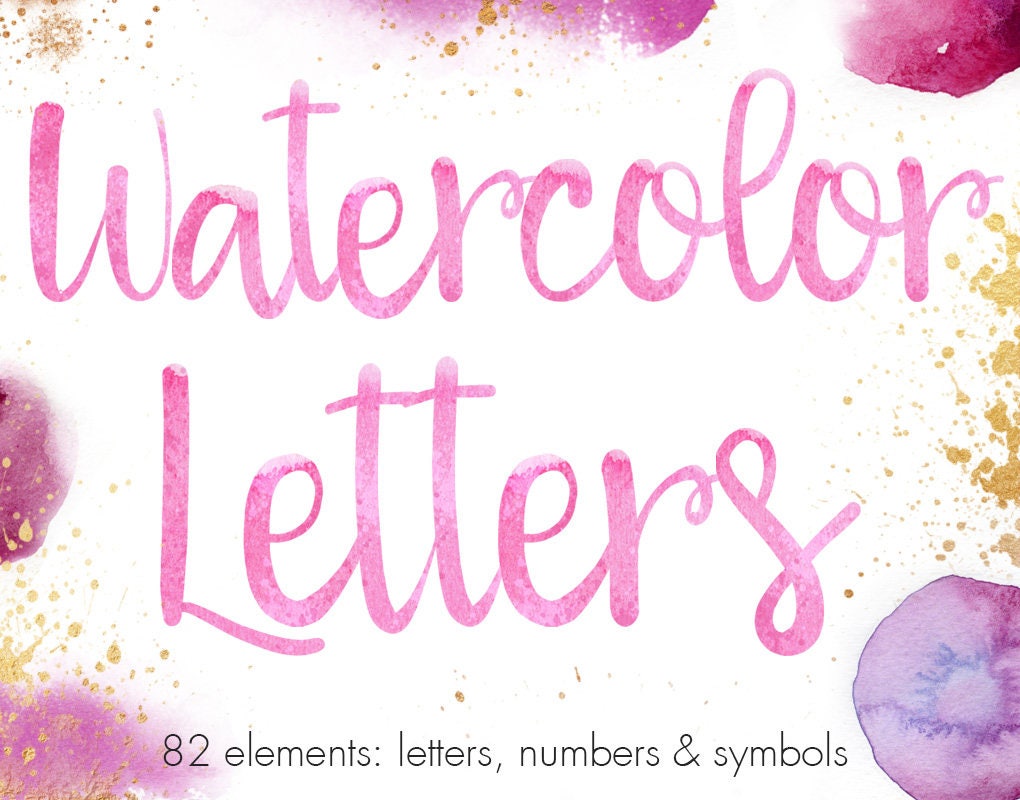 Buy 3 Pay for 2, Pink Watercolor Alphabet Clipart, Watercolor Letters ...