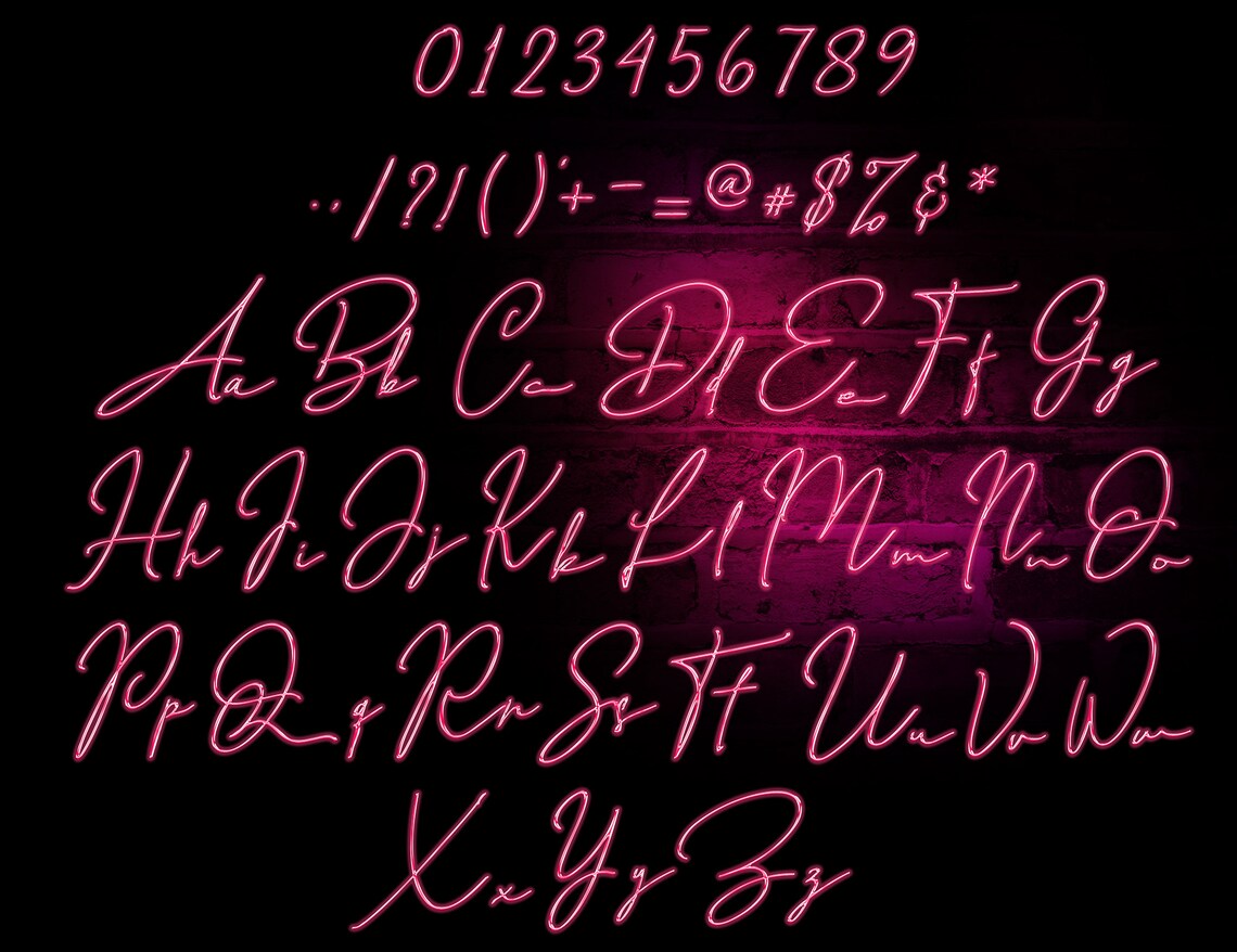 Pink Neon Alphabet Clipart Neon Letters Clipart Digital Neon | Etsy