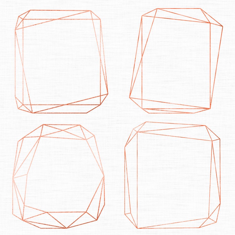 Rose gold crystal frames clipart Watercolor crystal frames | Etsy