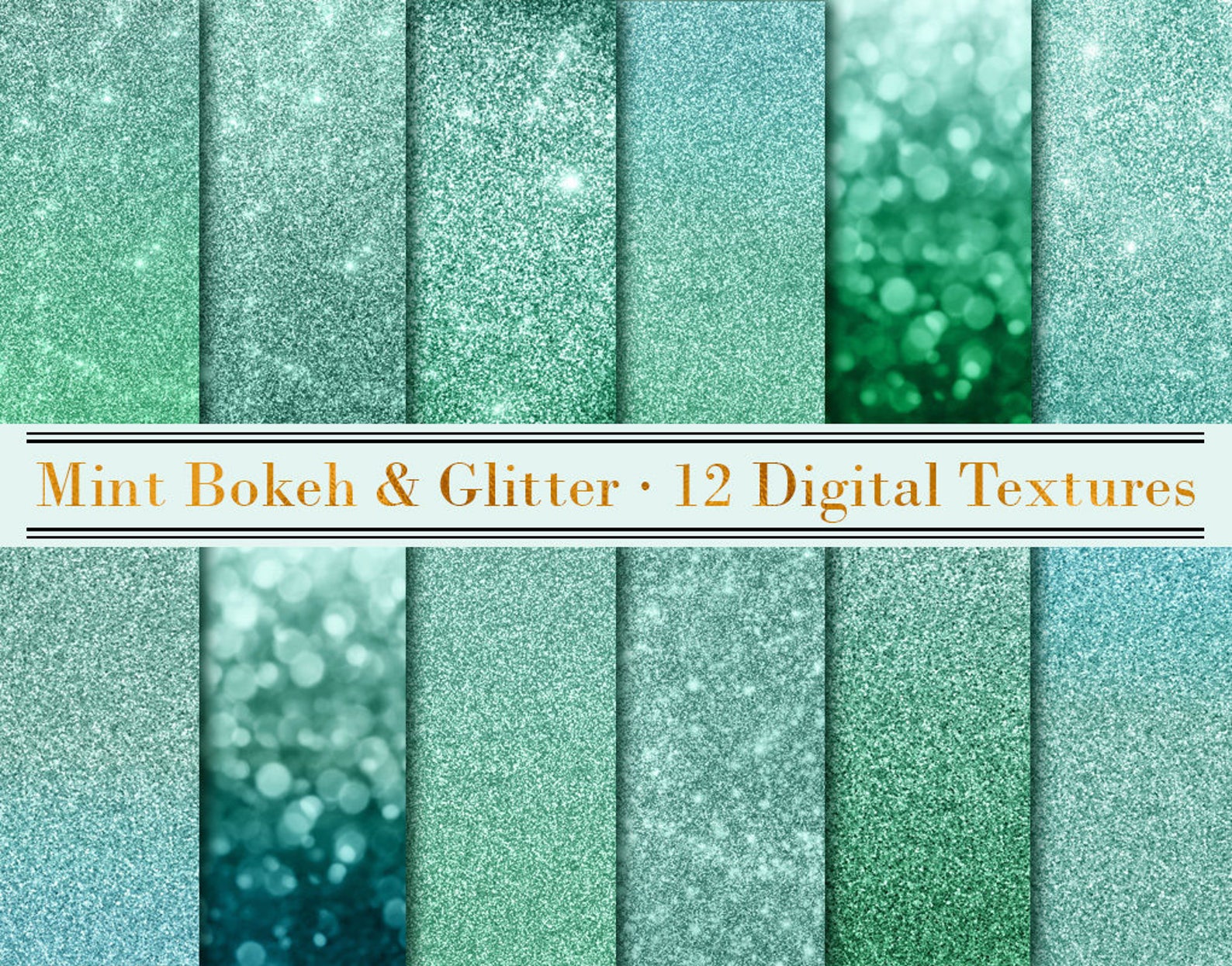Mint Glitter Digital Paper Mint Bokeh Paper Pack Mint Green | Etsy