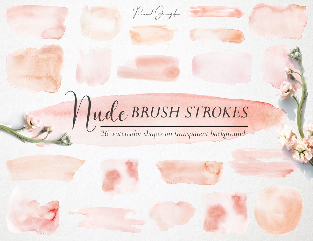 Blush Watercolor Shapes on Transparent Background, Watercolor Design ...