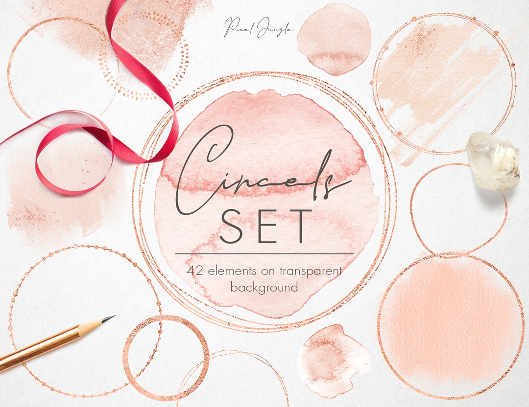 Rose Gold Circles With Blush Watercolor, Watercolor Circles for Logo ...