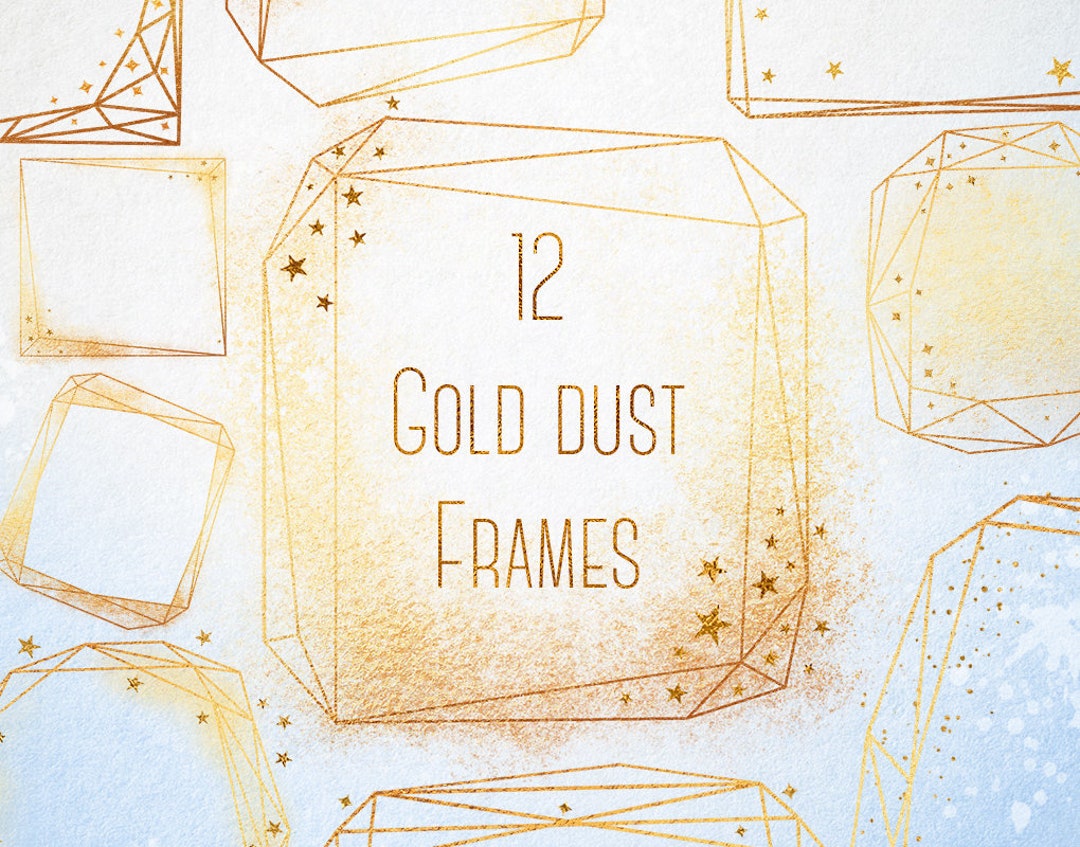 Gold Dusted Crystal Frames Clipart, Gold Polygonal Frames Clip Art ...