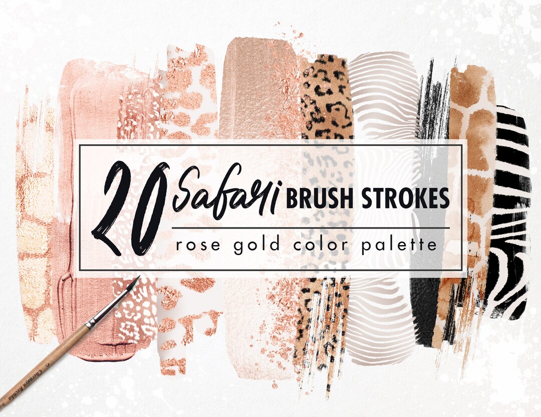 Safari Brush Strokes Clipart, Rose Gold Brush Strokes, Rose Gold Zebra ...