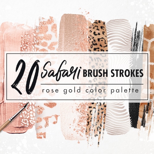 Safari Brush Strokes Clipart Rose Gold Brush Strokes Rose - Etsy