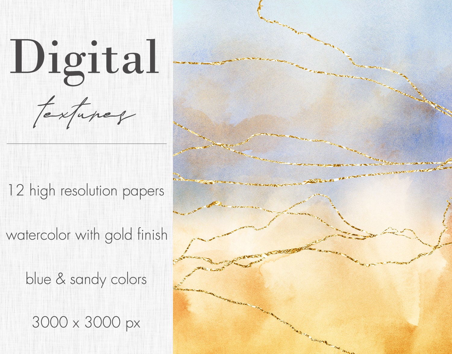 Gold and Watercolor Digital Paper Gold Foil Papers Gold | Etsy