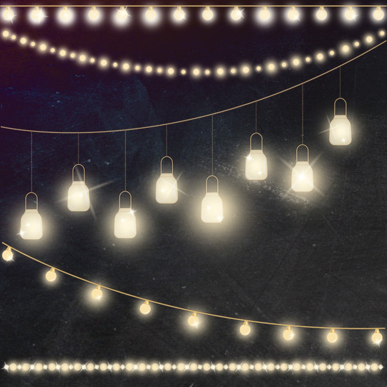 String Lights Clipart Bunting Lights Overlay Fairy Lights - Etsy