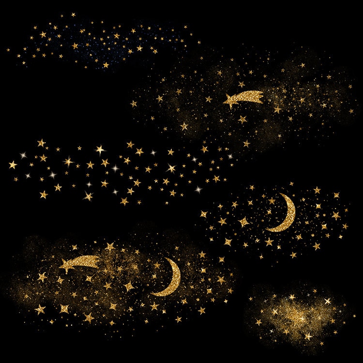 Gold Stardust Clipart, Gold Stars Clipart, Magic Dust, Star Overlays ...