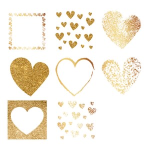 Gold Hearts Clip Art, Gold Design Elements Clipart, Gold Foil Heart ...