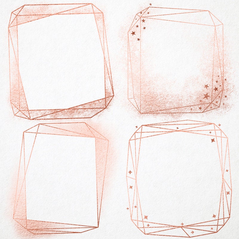 Rose Gold Dusted Crystal Frames Clipart Rose Gold Polygonal - Etsy
