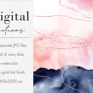 Rose Gold and Watercolor Digital Paper, Rose Gold Foil Papers, Rose ...