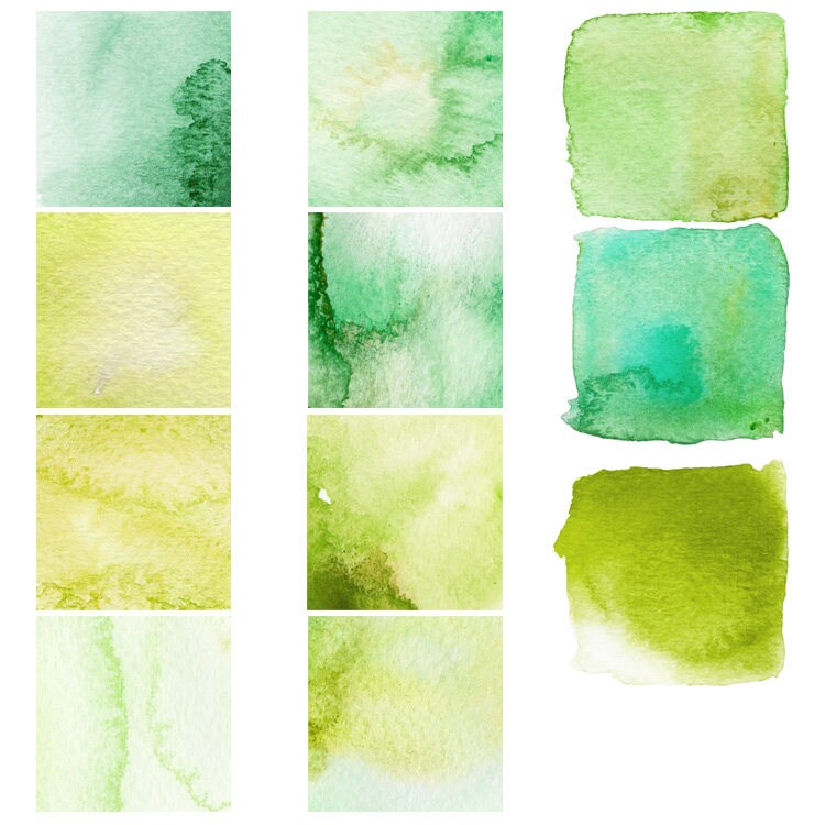 Green Watercolor Squares Clipart Watercolor Design Elements - Etsy