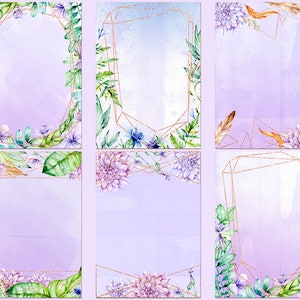Lavender Digital Paper Pack, 5x7 Paper, Floral Papers, Floral Frames ...