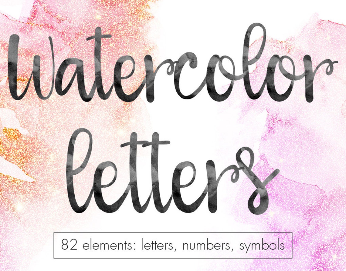 Watercolor Font Black Watercolor Alphabet Clipart Watercolor | Etsy