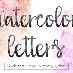 Watercolor Font, Black Watercolor Alphabet Clipart, Watercolor Letters ...