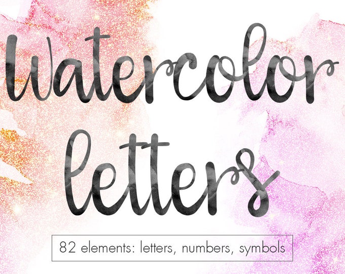 Watercolor Font Black Watercolor Alphabet Clipart Watercolor - Etsy