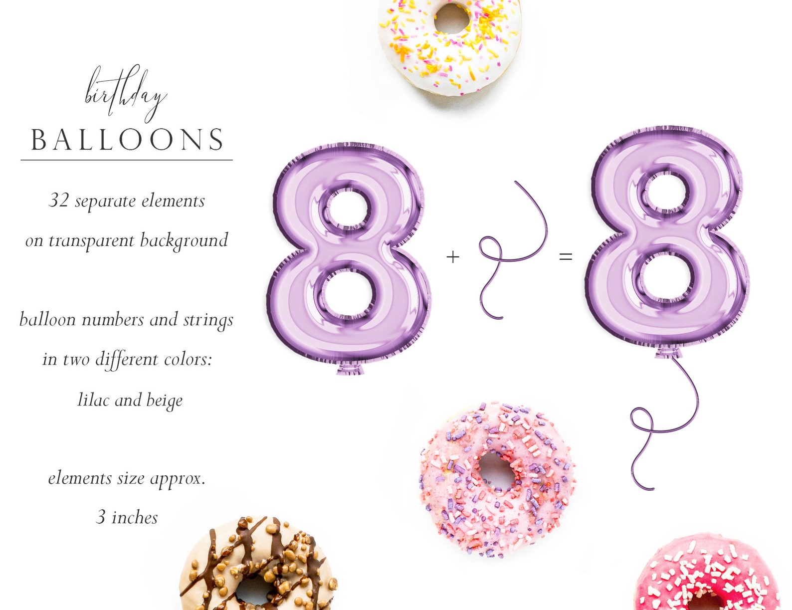 Birthday Balloon Clipart Lilac Balloon Numerals Purple - Etsy Canada