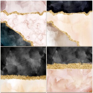 Gold and Watercolor Digital Papers, Watercolor Paper Pack, Gold and ...