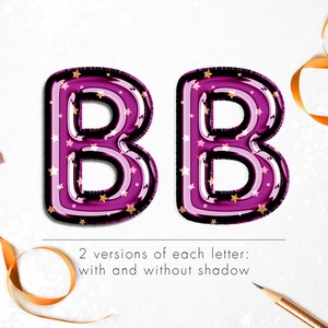 Purple Balloon Alphabet With Gold Stars, Purple Balloons, Purple Foil ...