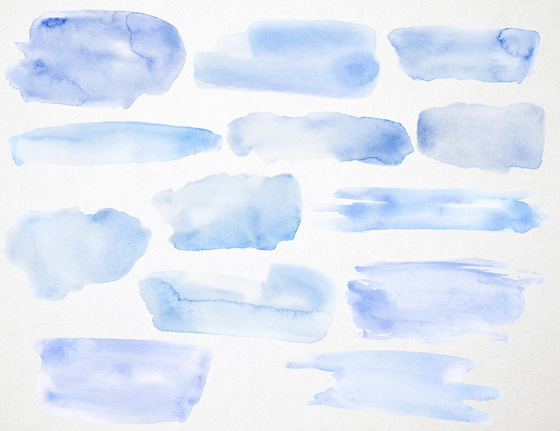 Baby Blue Watercolor Shapes on Transparent Background - Etsy