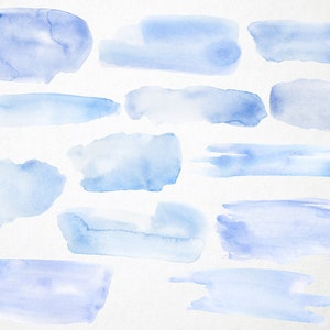 Baby Blue Watercolor Shapes on Transparent Background, Watercolor ...