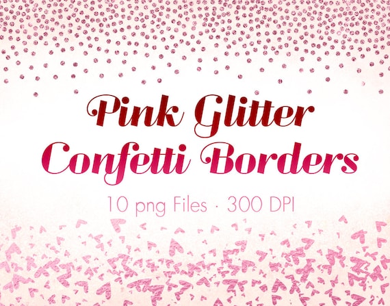 Pink Confetti Borders Pink Glitter Confetti Sparkly Borders | Etsy