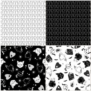 Halloween Seamless Patterns, Black and White Halloween Digital Papers ...