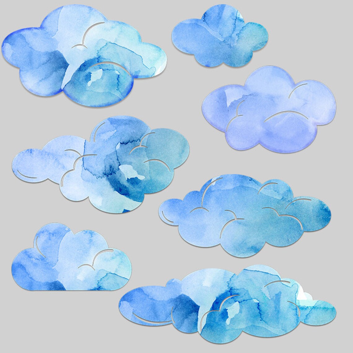 Watercolor Glitter Clouds Clipart Watercolor Cloud Clip Art | Etsy