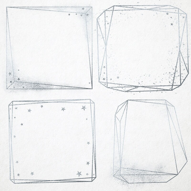 Silver Dusted Crystal Frames Clipart, Silver Polygonal Frames Clip Art ...