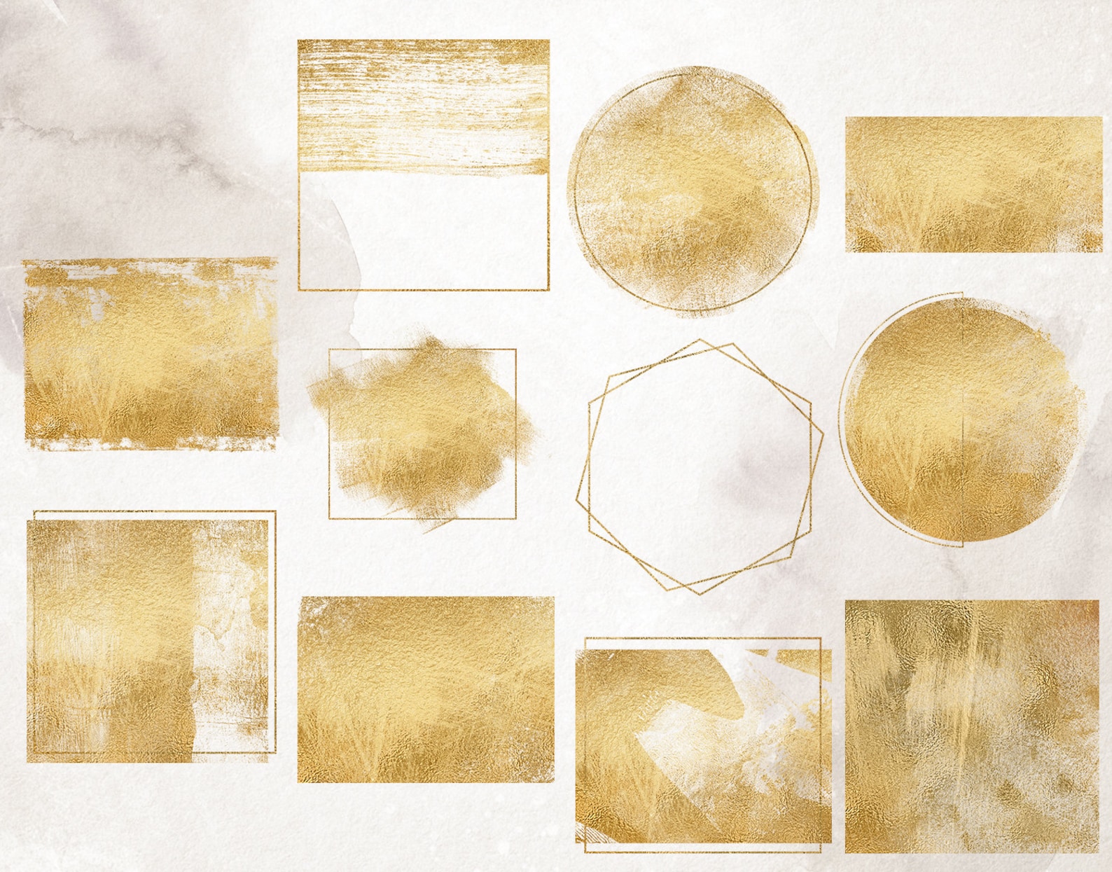 Gold Design Elements Clipart Gold Foil Circles Gold Squares | Etsy