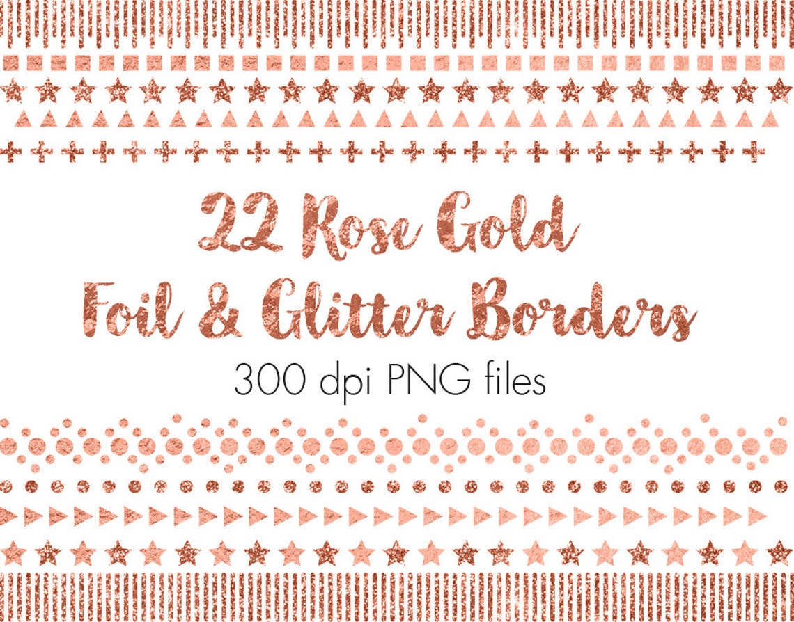 Rose Gold Confetti Borders Rose Gold Glitter Borders Rose | Etsy