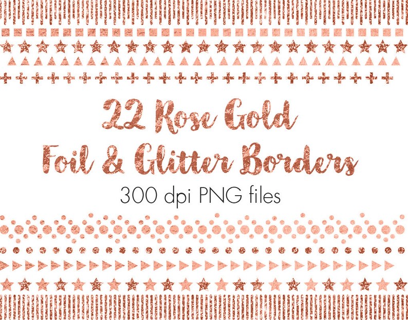 Rose Gold Confetti Borders Rose Gold Glitter Borders Rose - Etsy