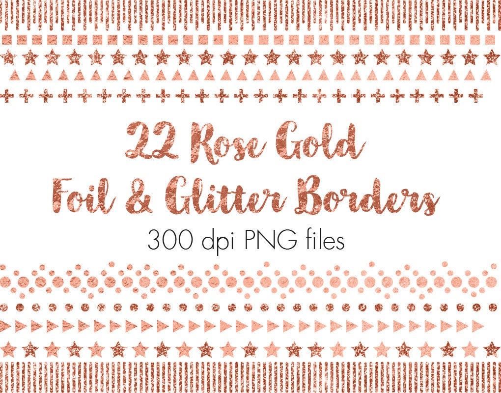 Rose gold confetti borders rose gold glitter borders rose | Etsy