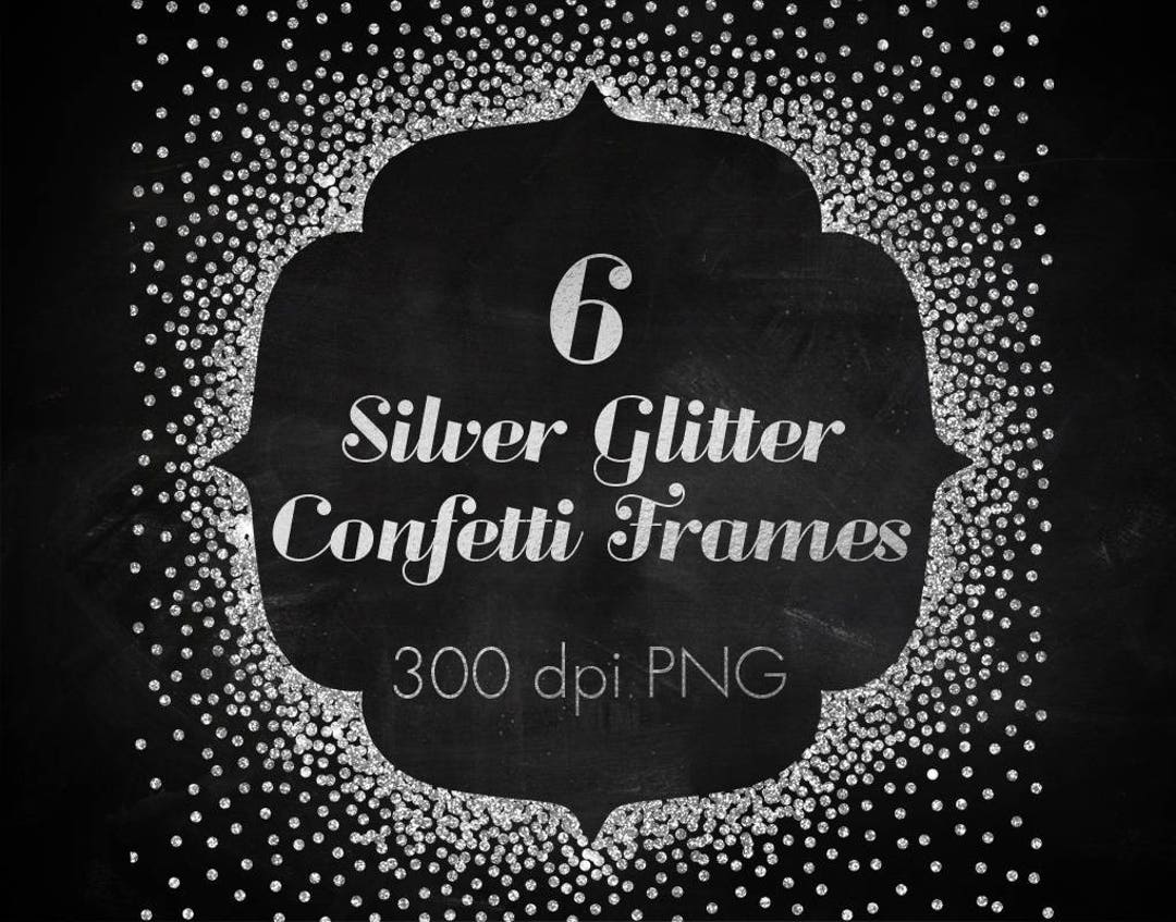 Silver Confetti Frames Clipart, Metallic Confetti, Dot Frames, Dots ...