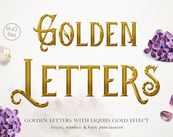 Golden Letters Clipart, Gold Alphabet, Liquid Font Clip Art, Gold Foil ...